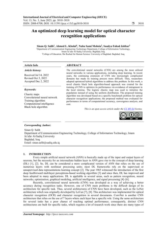 An optimized deep learning model for optical character recognition applications | PDF | Physics ...