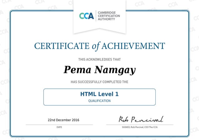 CCA-Certificate-HTML Level 1 | PPT