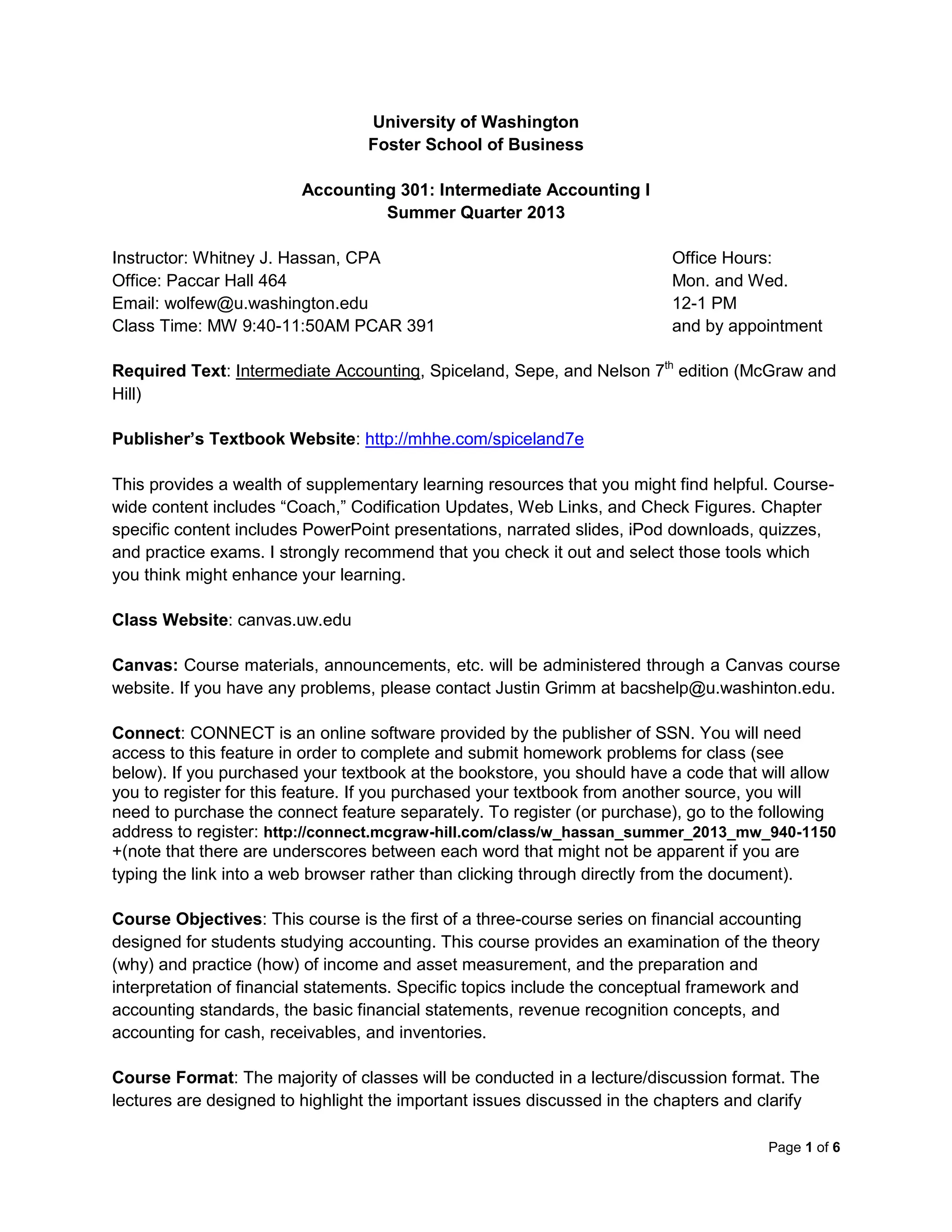 Accounting 301_Summer2013_Syllabus | PDF