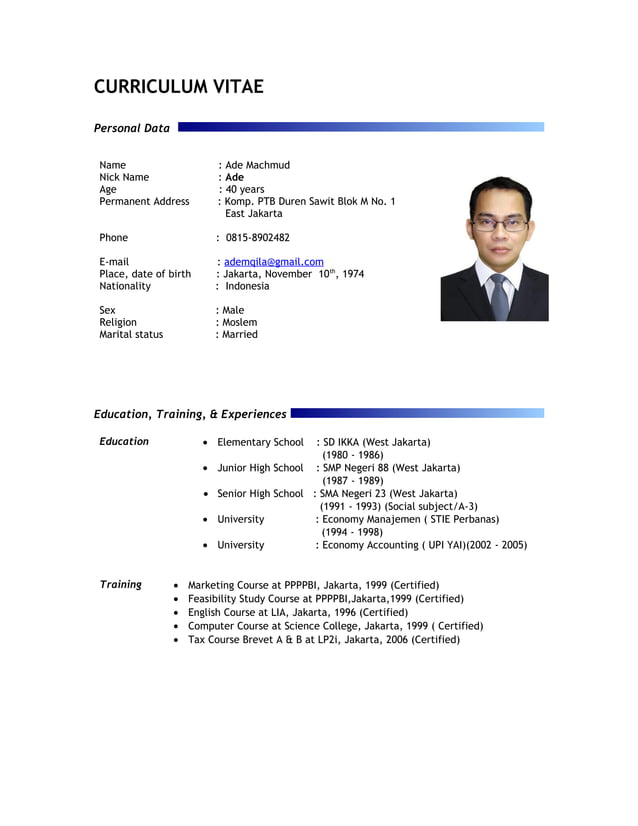 CV Ade Machmud | PDF
