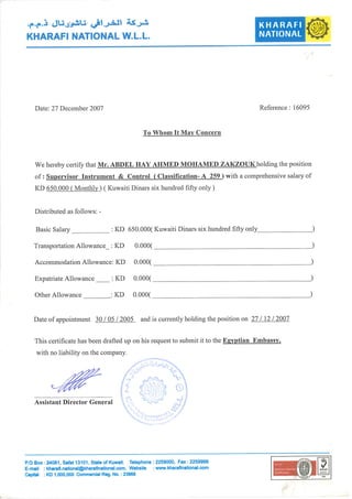 Certificate from kharafi National-Kuwait | PDF
