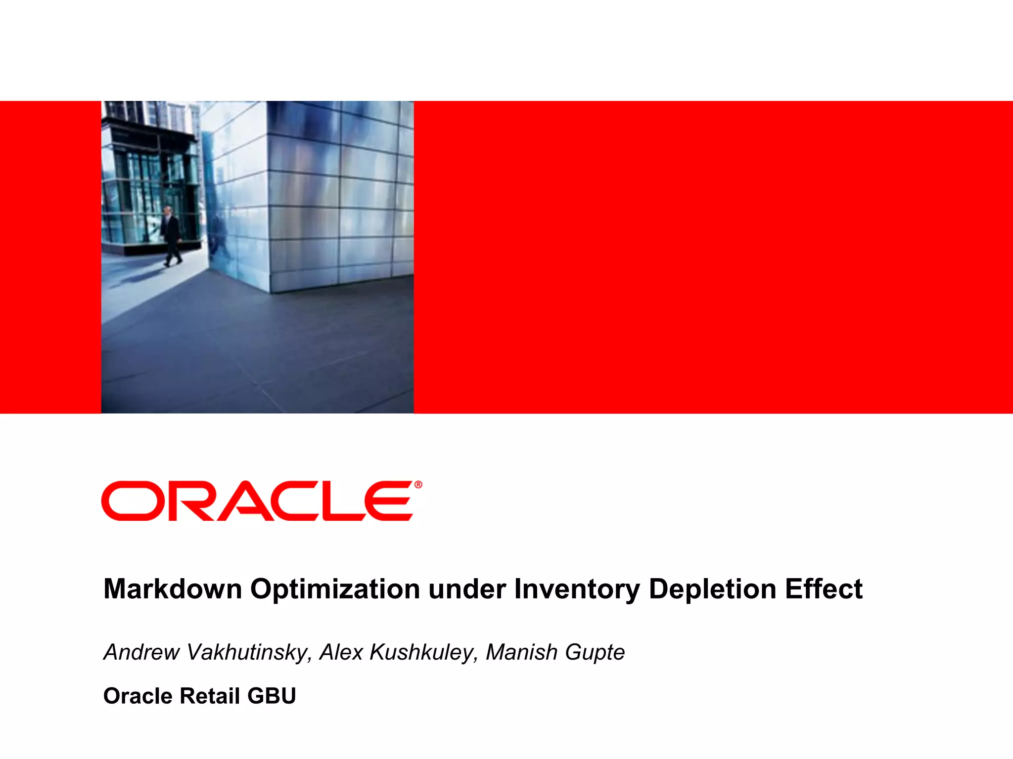 Markdown Optimization under Inventory Depletion Effect | PDF