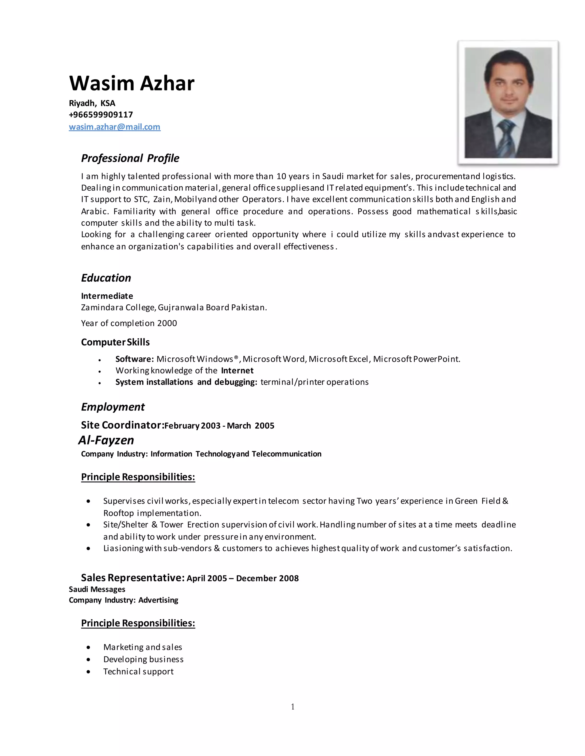 Wasim Azhar CV | DOCX