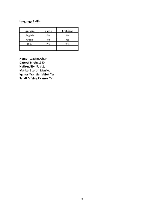 Wasim Azhar CV | PDF