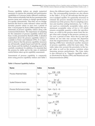 Operations Management: Six sigma benchmarking of process capability analysis and mapping of ...