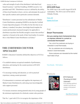 HARDI Develops Counterperson Certification