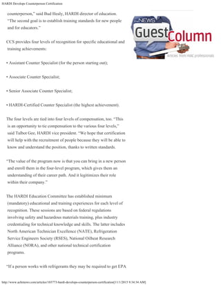 HARDI Develops Counterperson Certification