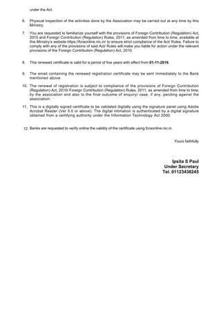 Renewal-FCRA Certificate | PDF