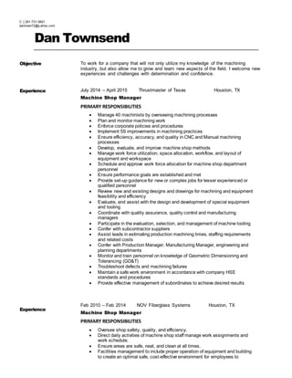 Dan_Resume 01 | DOCX | Manufacturing Industry | Industries
