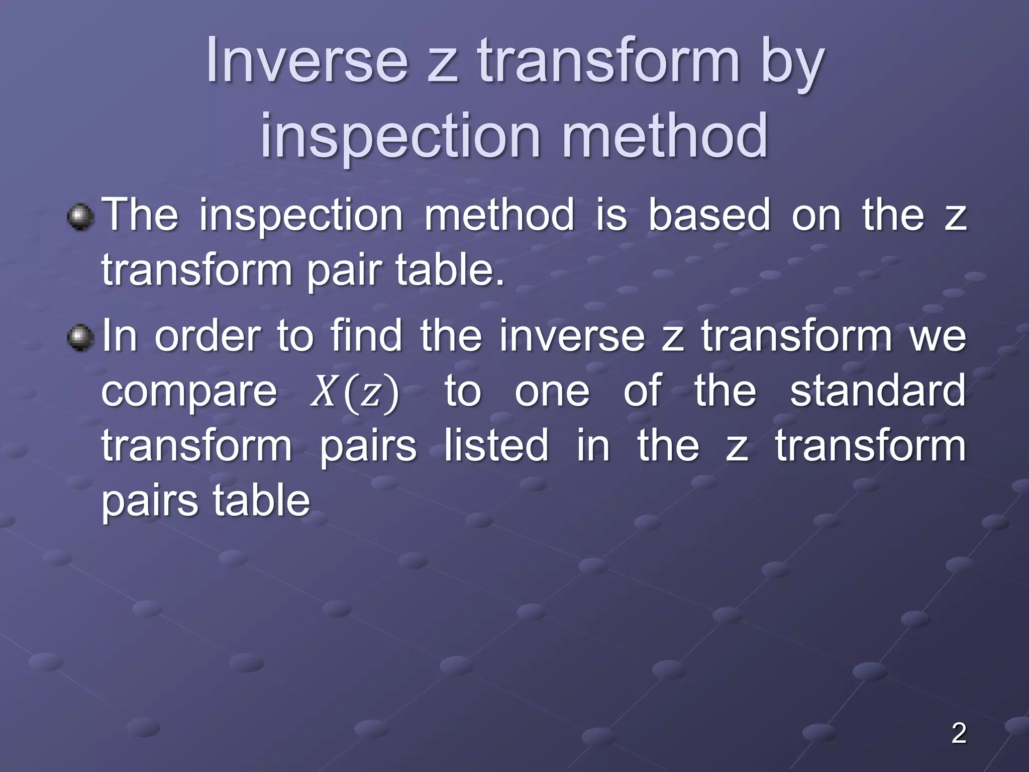 inverse z transform | PPTX