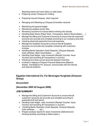 Medhat C.V | DOC | Business Accounting & Finance | Business