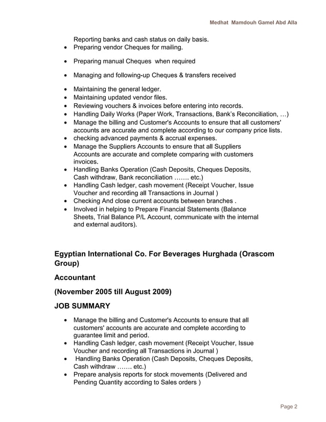 Medhat C.V | DOC | Business Accounting & Finance | Business