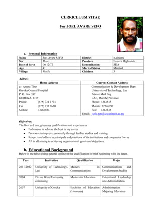 Joel Sefo's profile | PDF