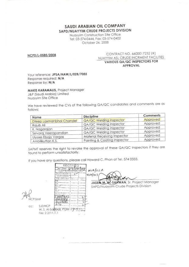 13-J&P Saudi Aramco Approval | PDF