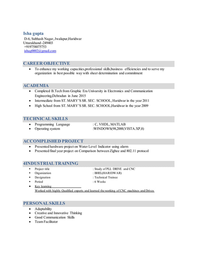 ISHA GUPTA RESUME | PDF