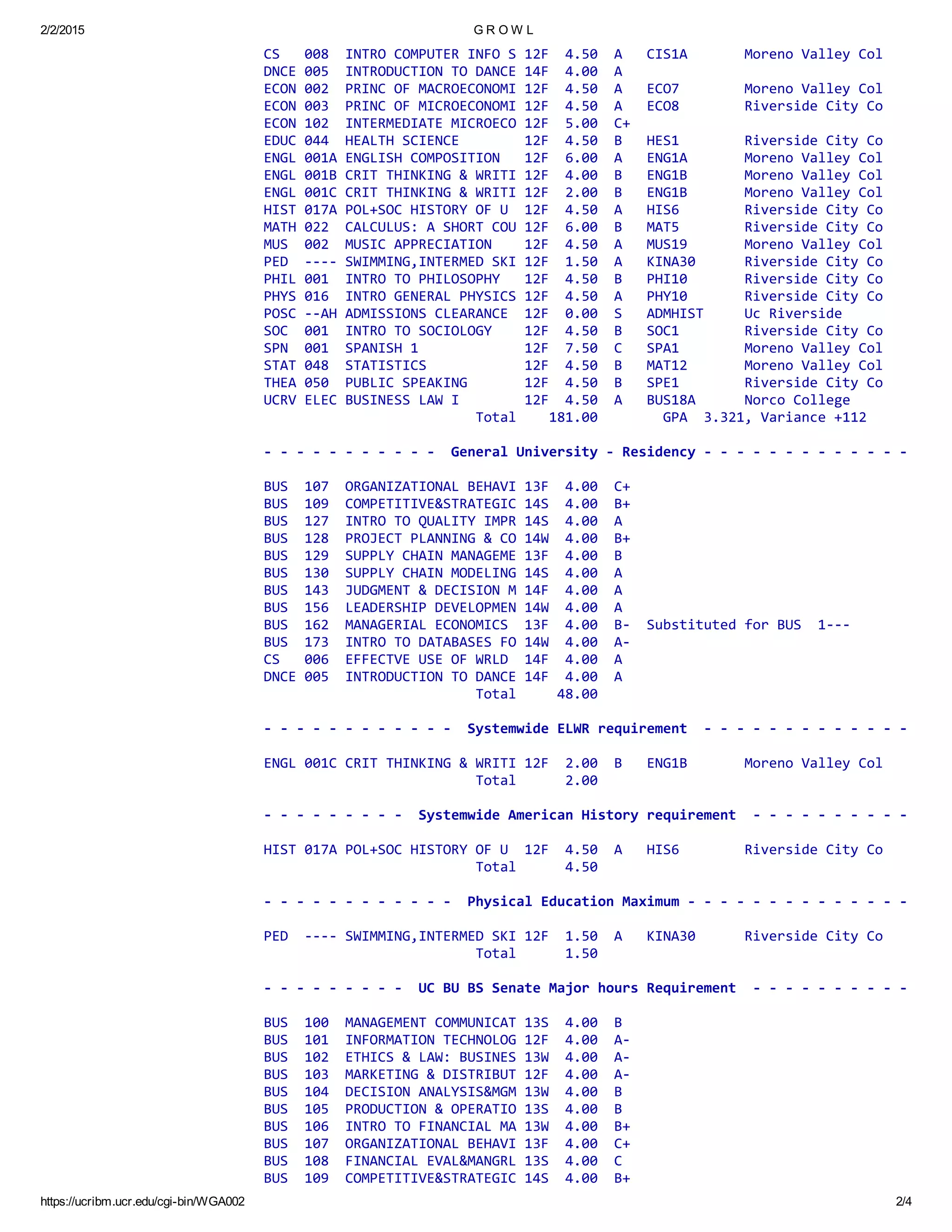 UCRDegreeCheck | PDF