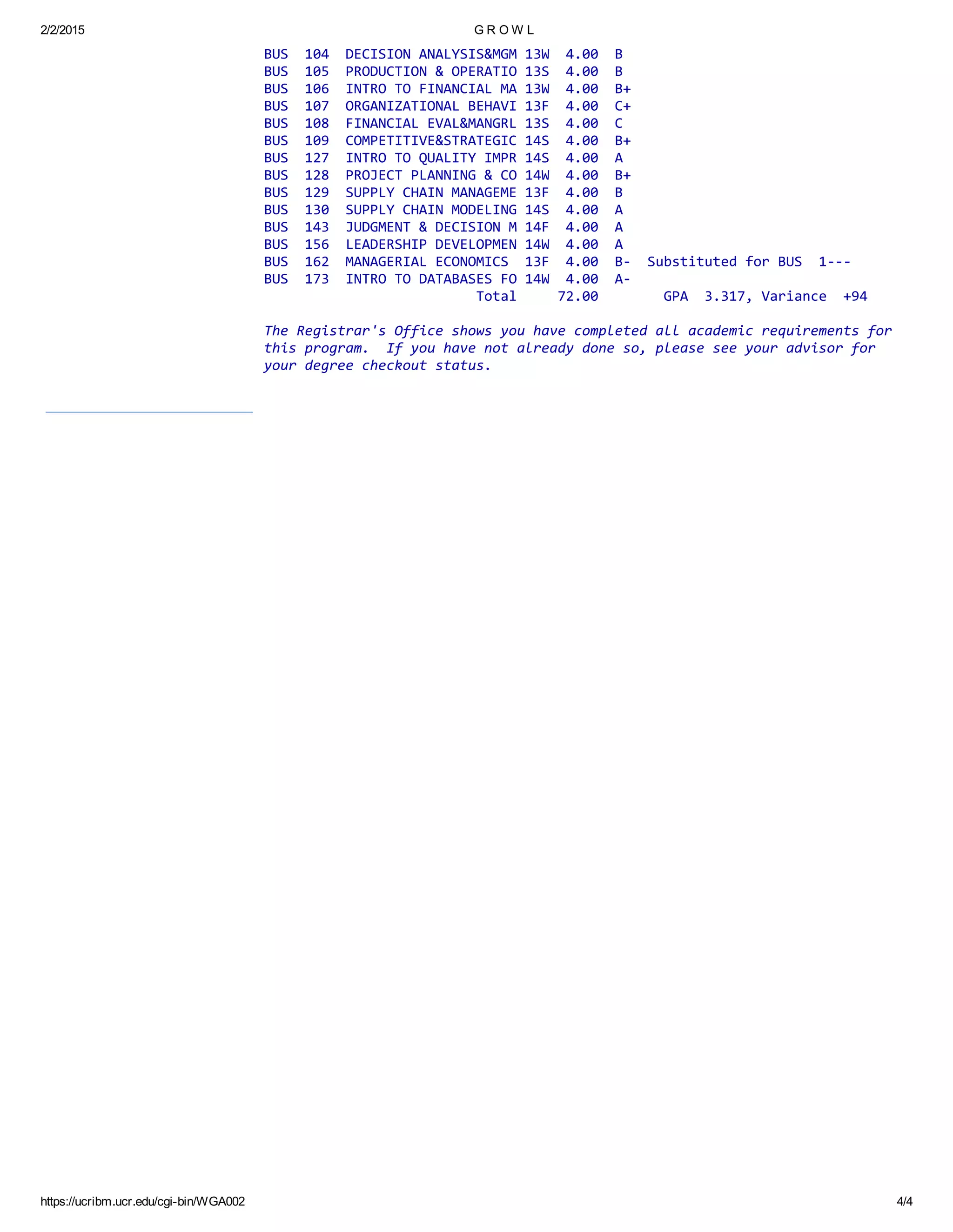 UCRDegreeCheck | PDF
