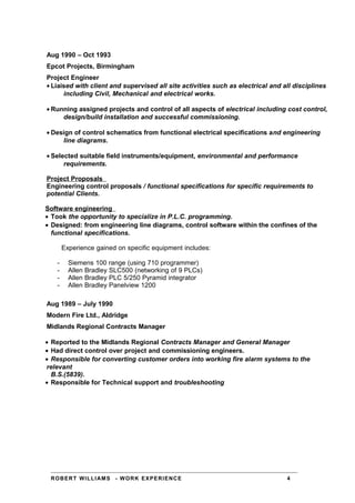 Robert Williams Work Experience | DOC