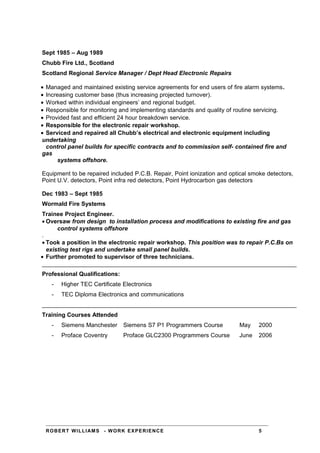 Robert Williams Work Experience | DOC