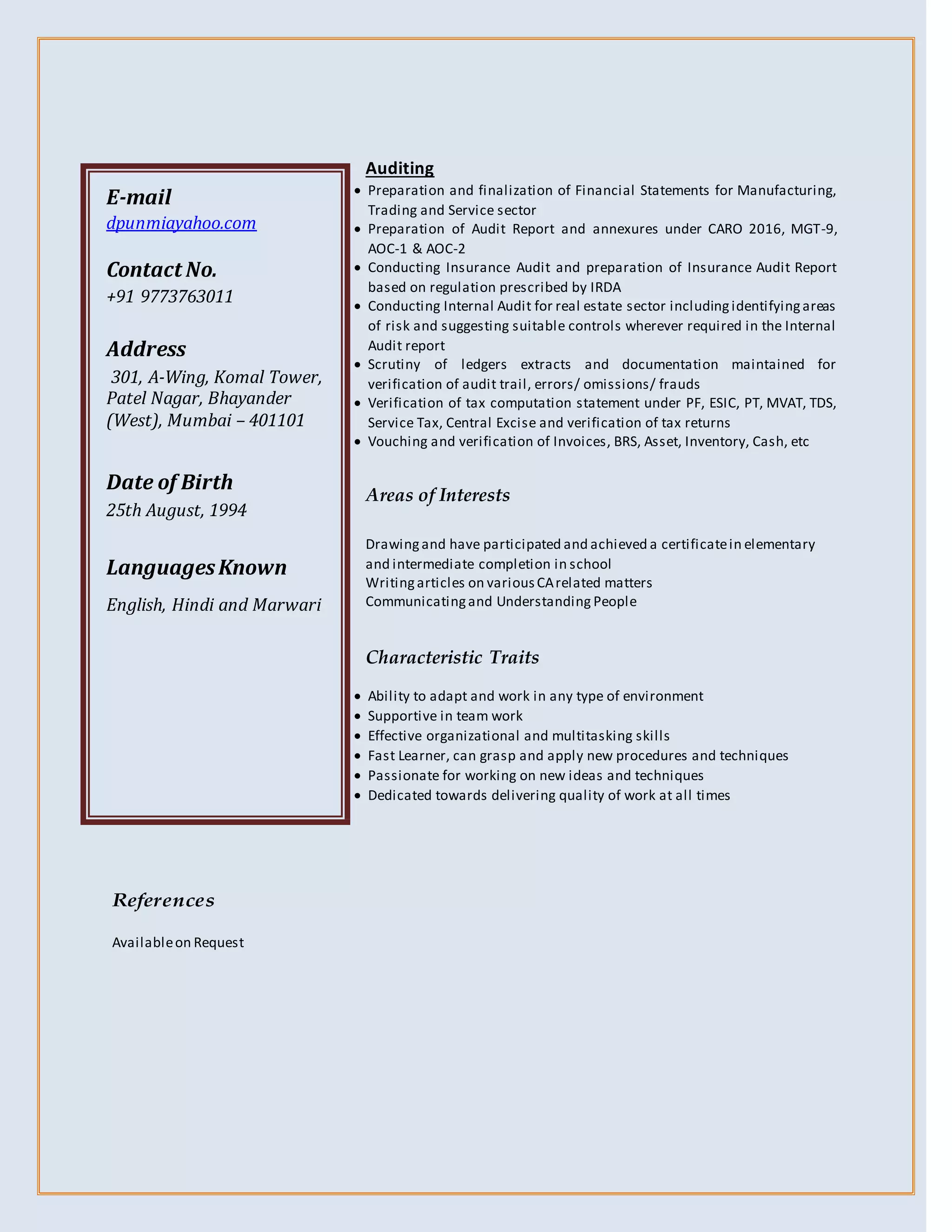 Divya Paras Punmia cv | DOCX