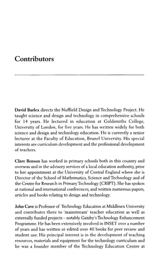 Teaching and Learning Design and Technology John Eggleston | PDF