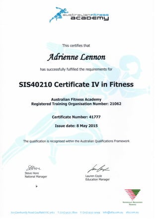 AFA Cert IV Fitness | PDF