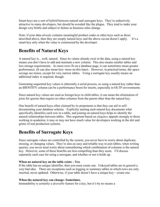 Natural vs.surrogate keys | PDF