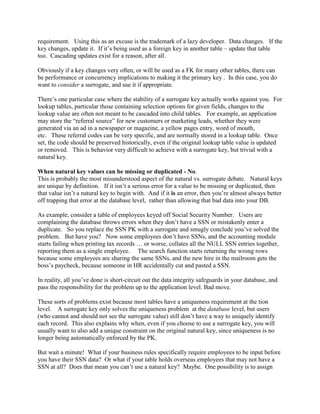 Natural vs.surrogate keys | PDF