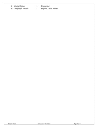 MUSLIM Curriculum Vitea | DOC