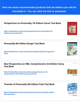 Perspectives on Personality 8th Edition Carver Test Bank | PDF
