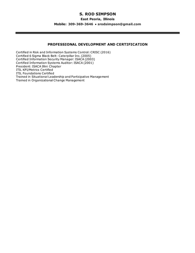 S Rod Simpson Resume | PDF