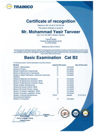 EASA PART 147 APPROVED( M13 CERTIFCATE) | PDF