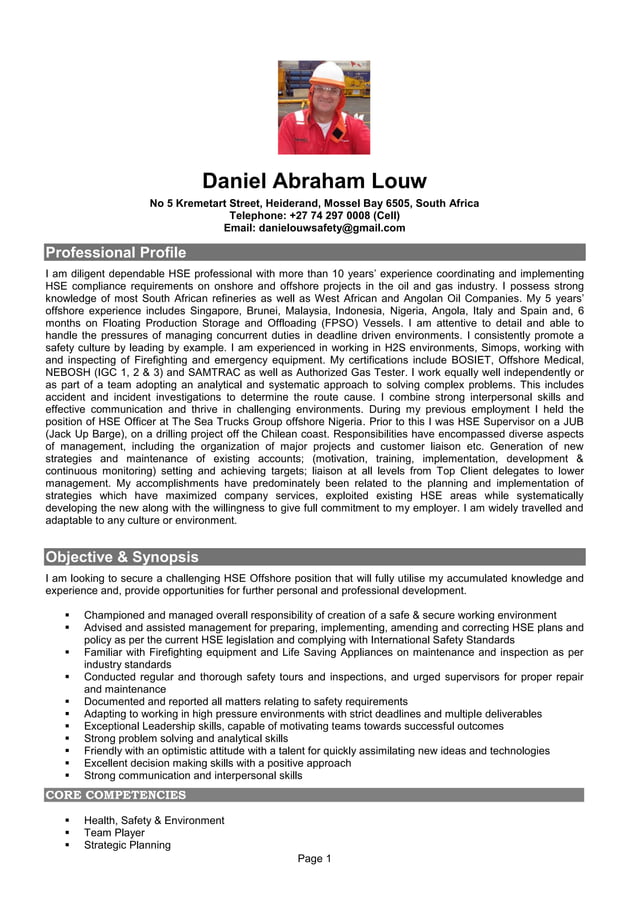 Daniel Louw-CV (2) | PDF | Executive Leadership & Management | Business