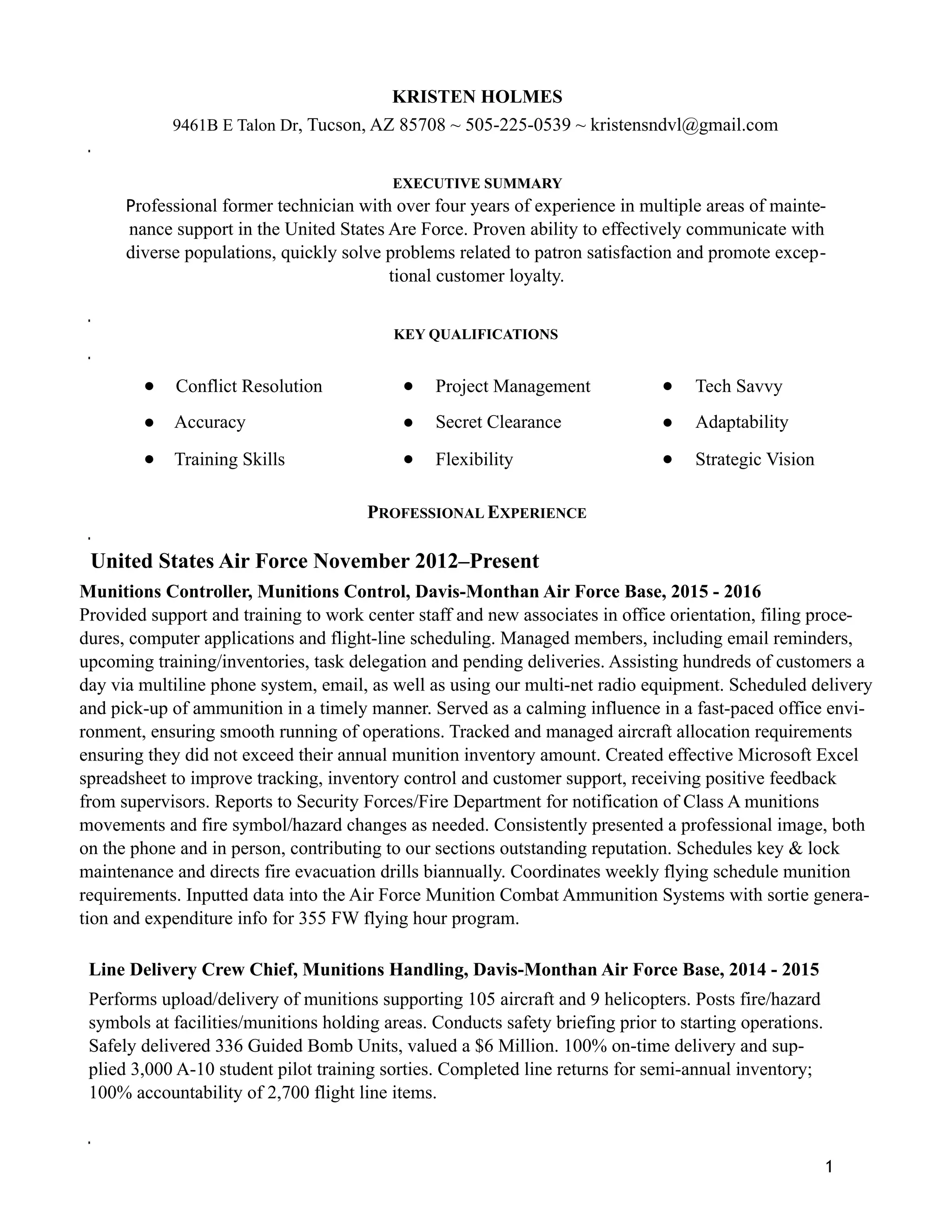 Kristen Holmes- Resume | PDF