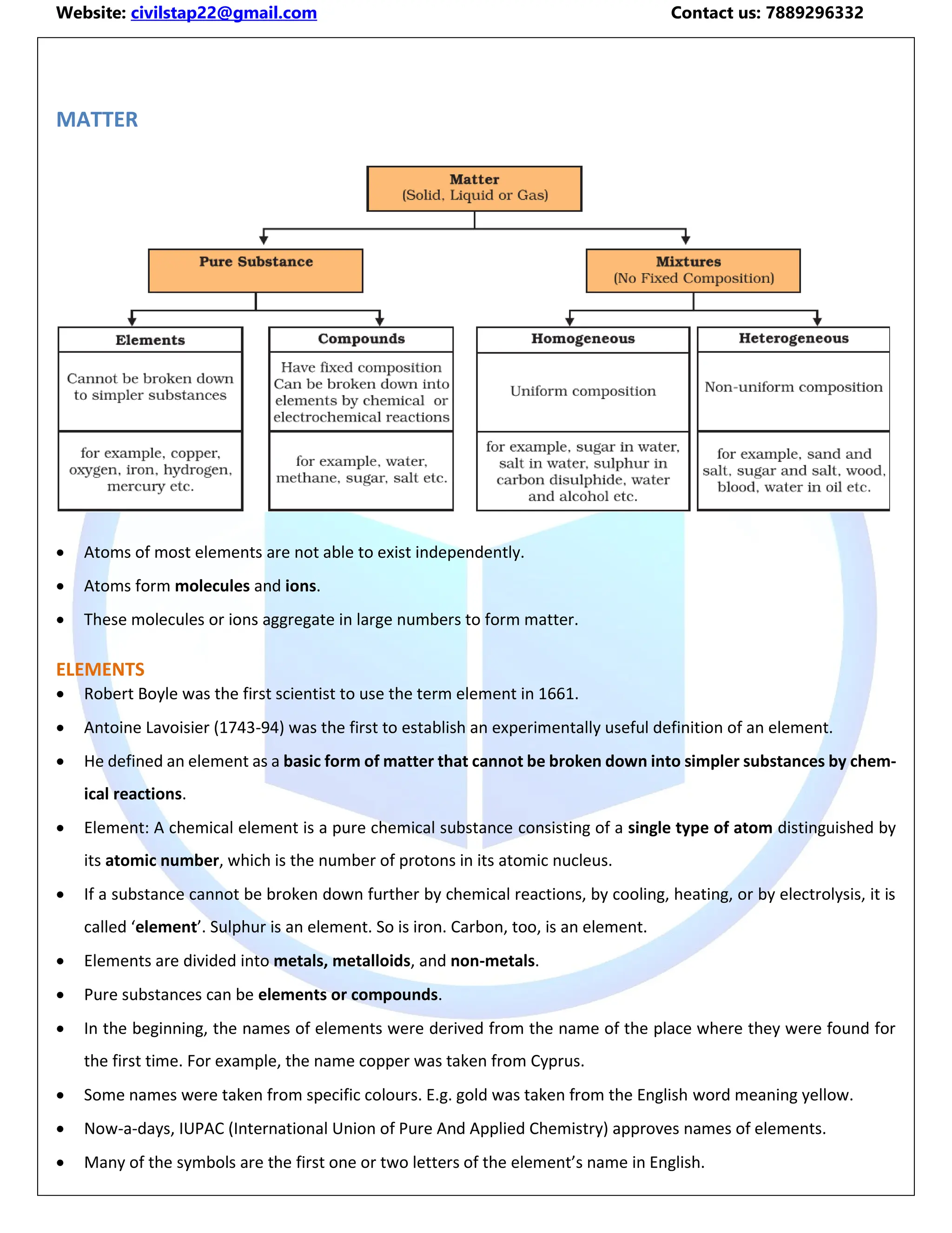 Chemistry short notes of civilstap summary | PDF