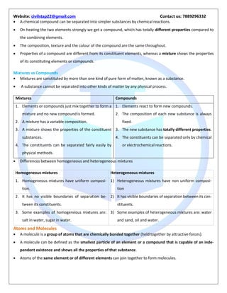 Chemistry short notes of civilstap summary | PDF