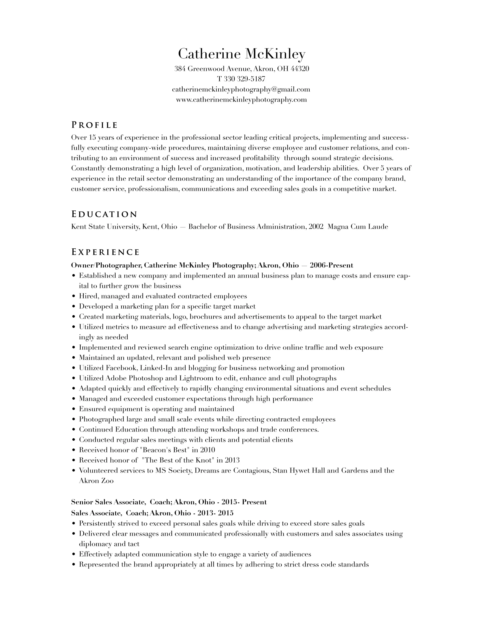 Catherine McKinley Resume | PDF