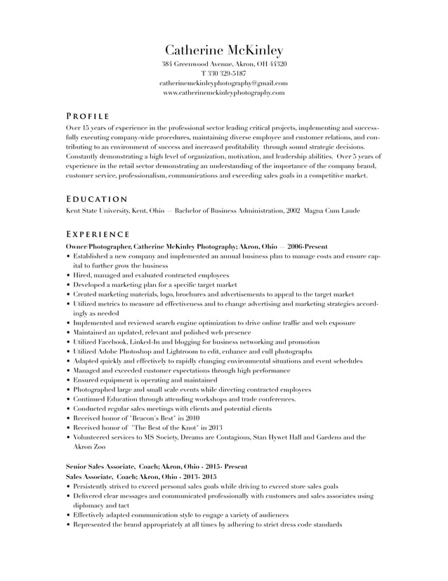 Catherine McKinley Resume | PDF