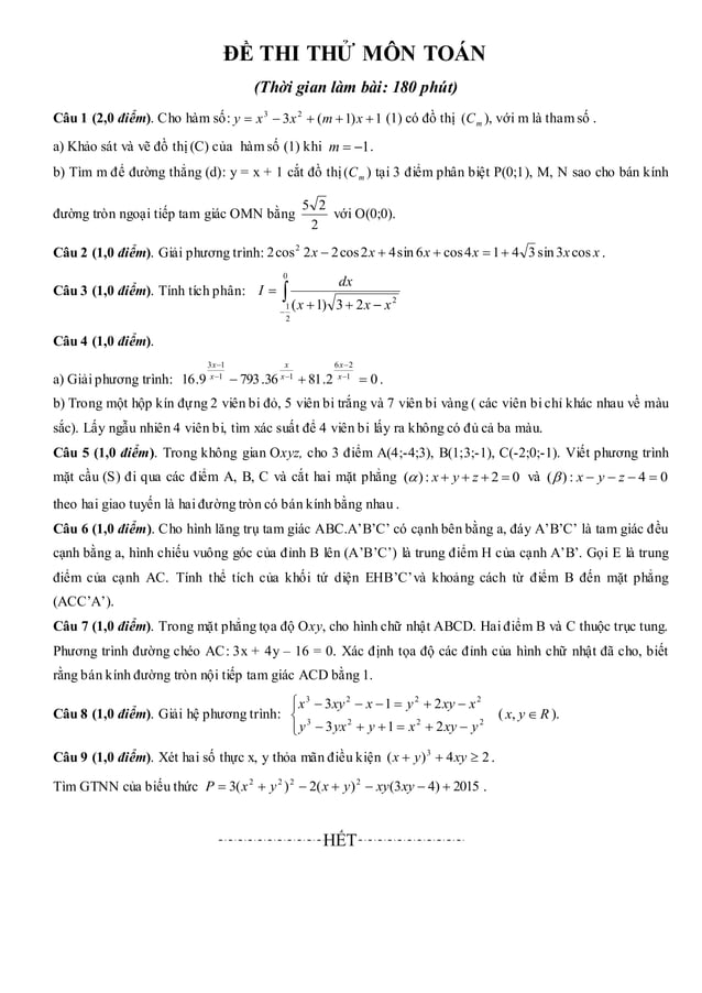 de thi toan 12 quoc gia | PDF