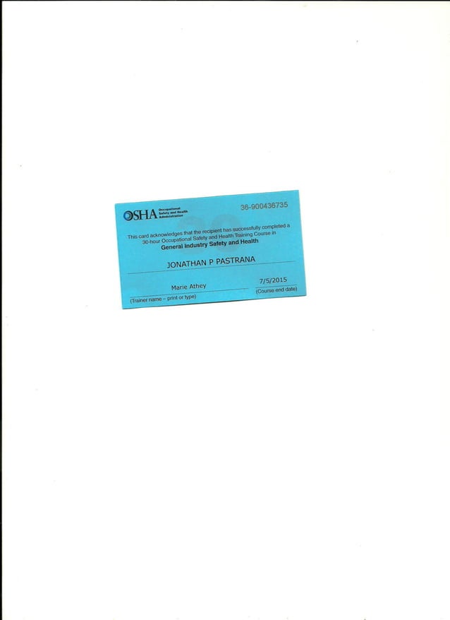 Osha Dol card | PDF