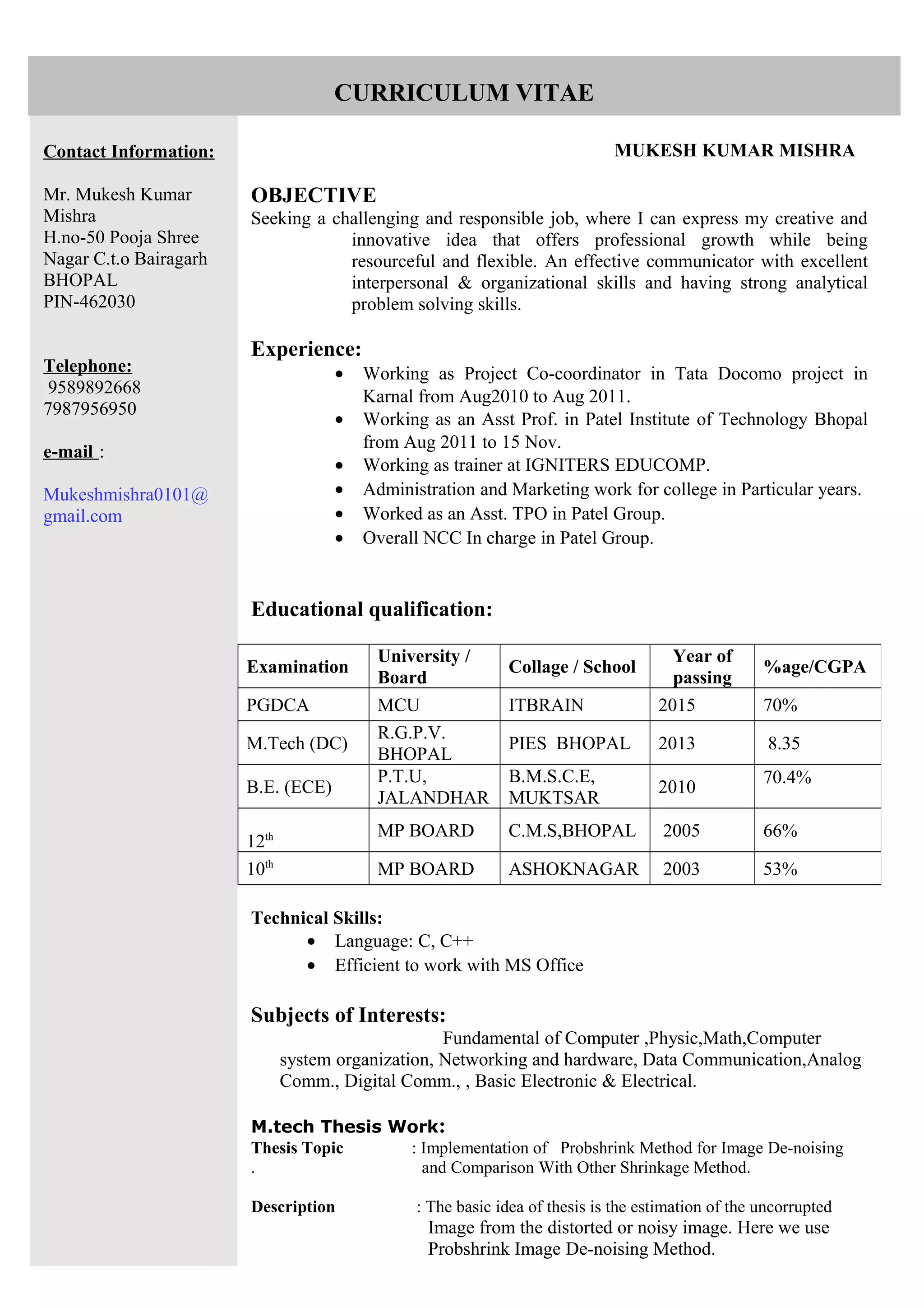 MUKESH RESUME NEW | DOC