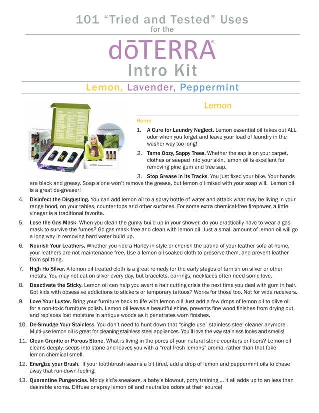 101_Uses_for_the_doTERRA_Intro_Kit | PDF