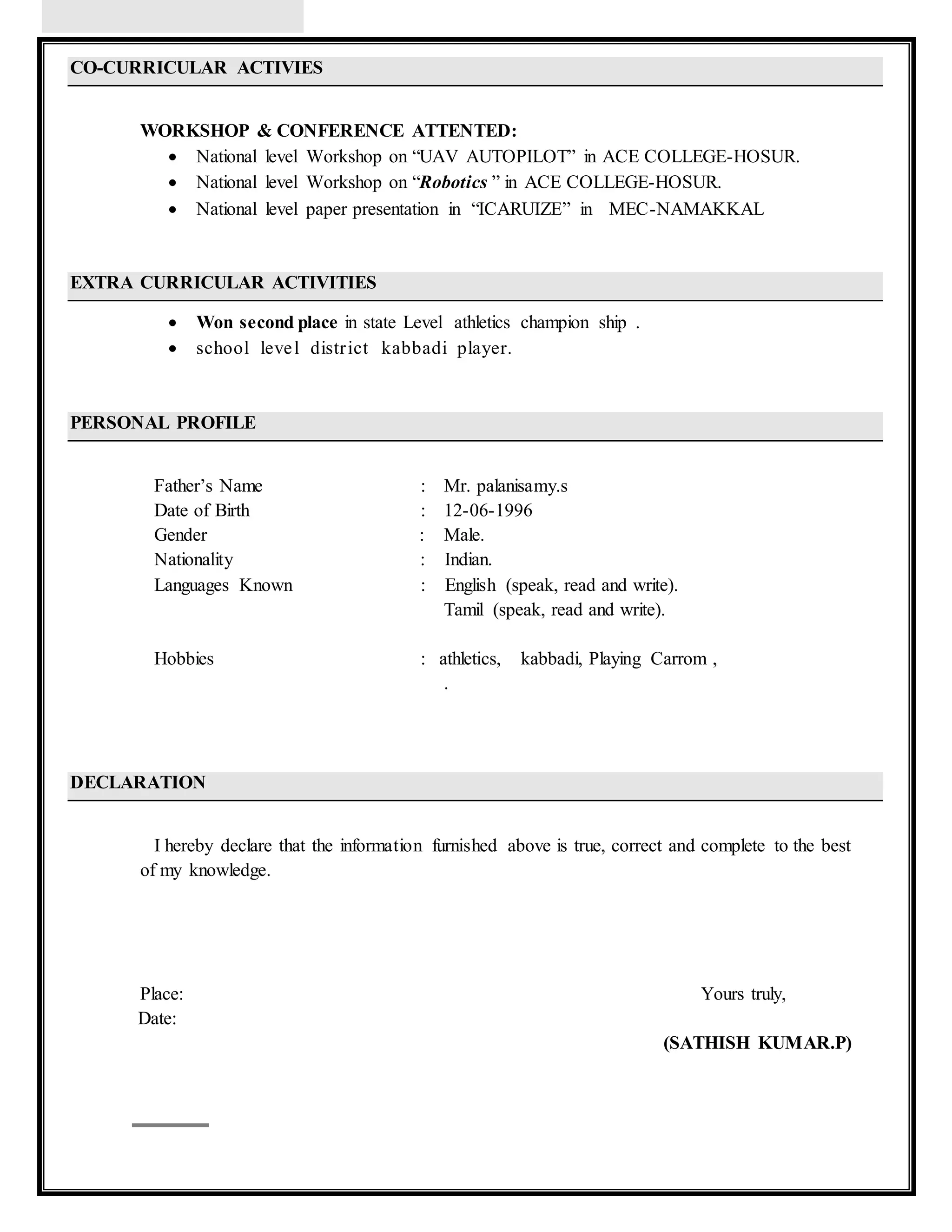 sathish kumar Resume | DOCX