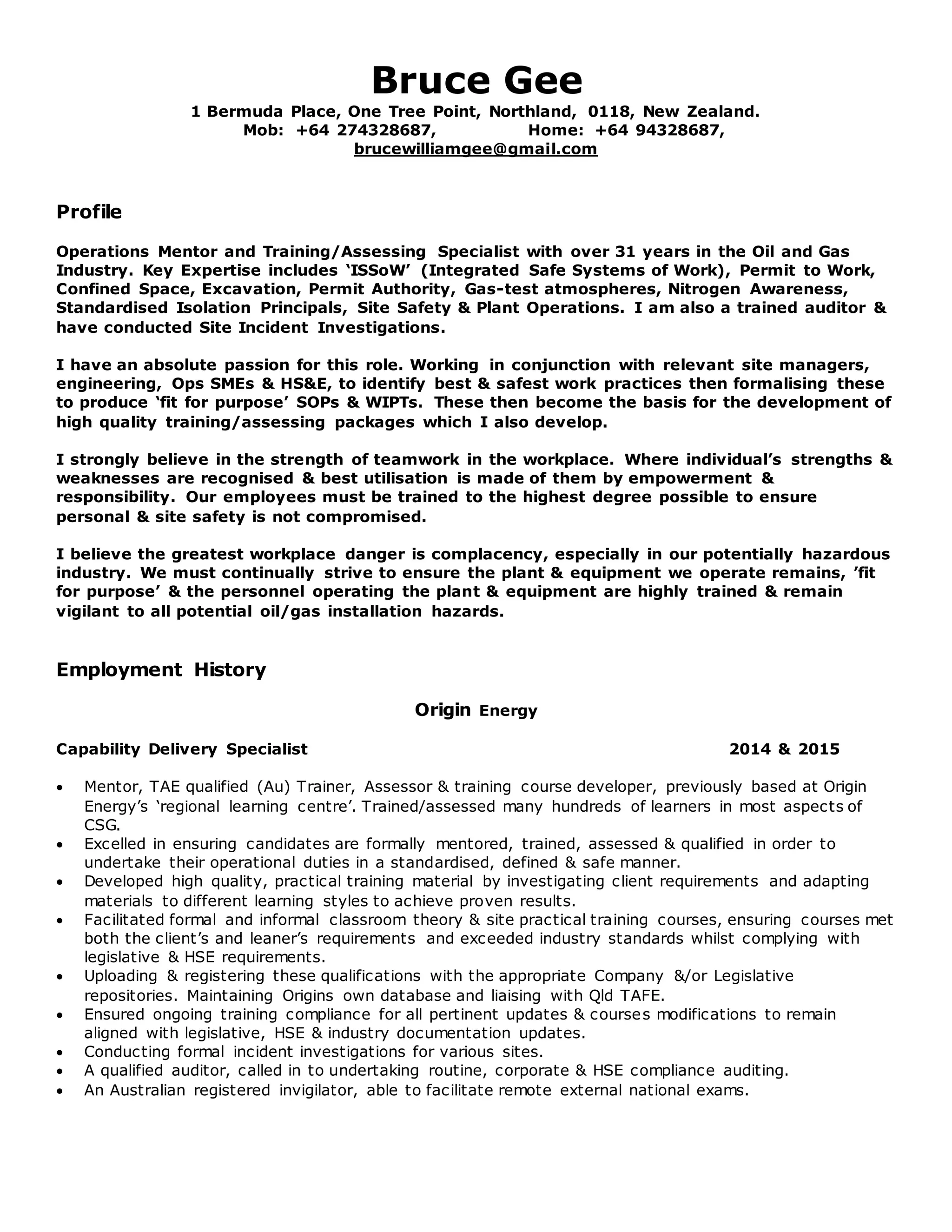 Bruce Gee CV | DOCX | Indoor Environmental Quality | Home & Garden