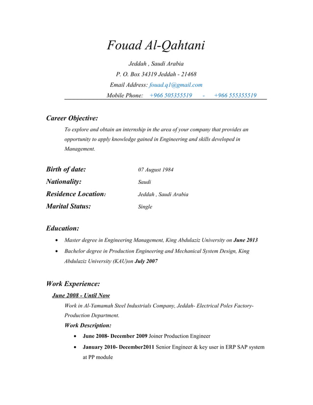 Fouad Al-Qahtani CV | DOC