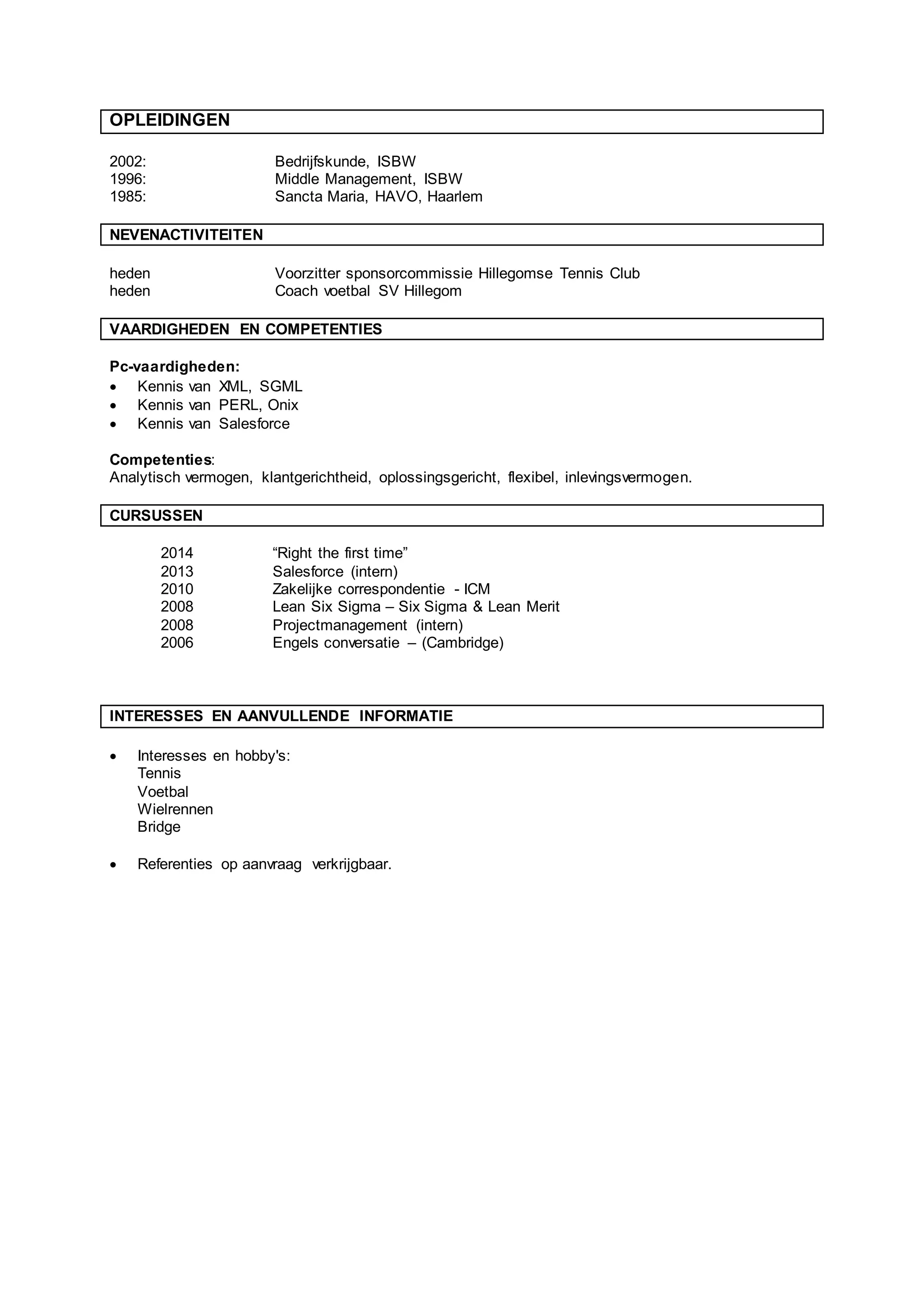 CV Paul Damen november 2014 | DOCX | Business | Business and Finance
