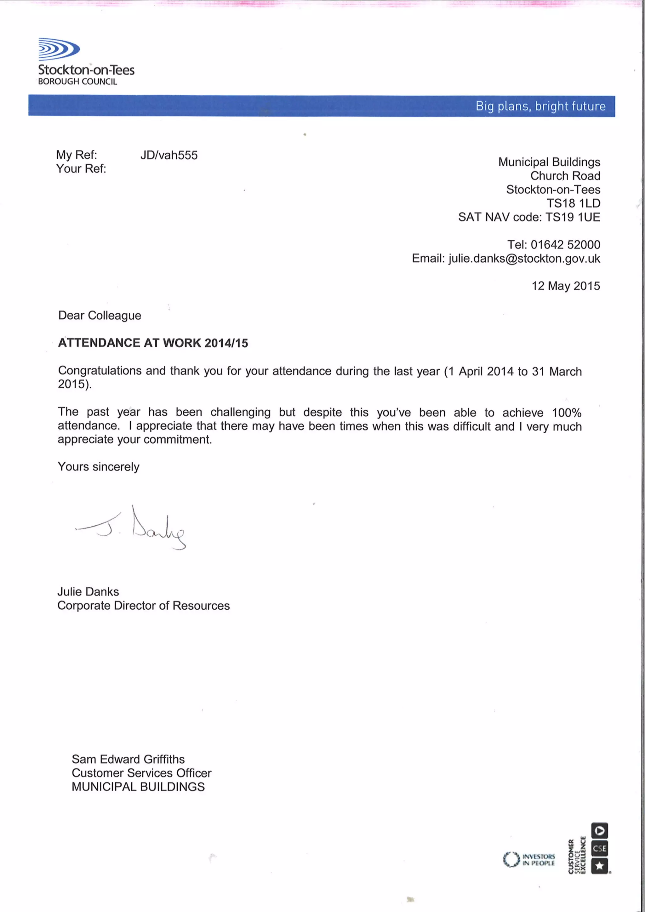 100% Attendance Letter | PDF