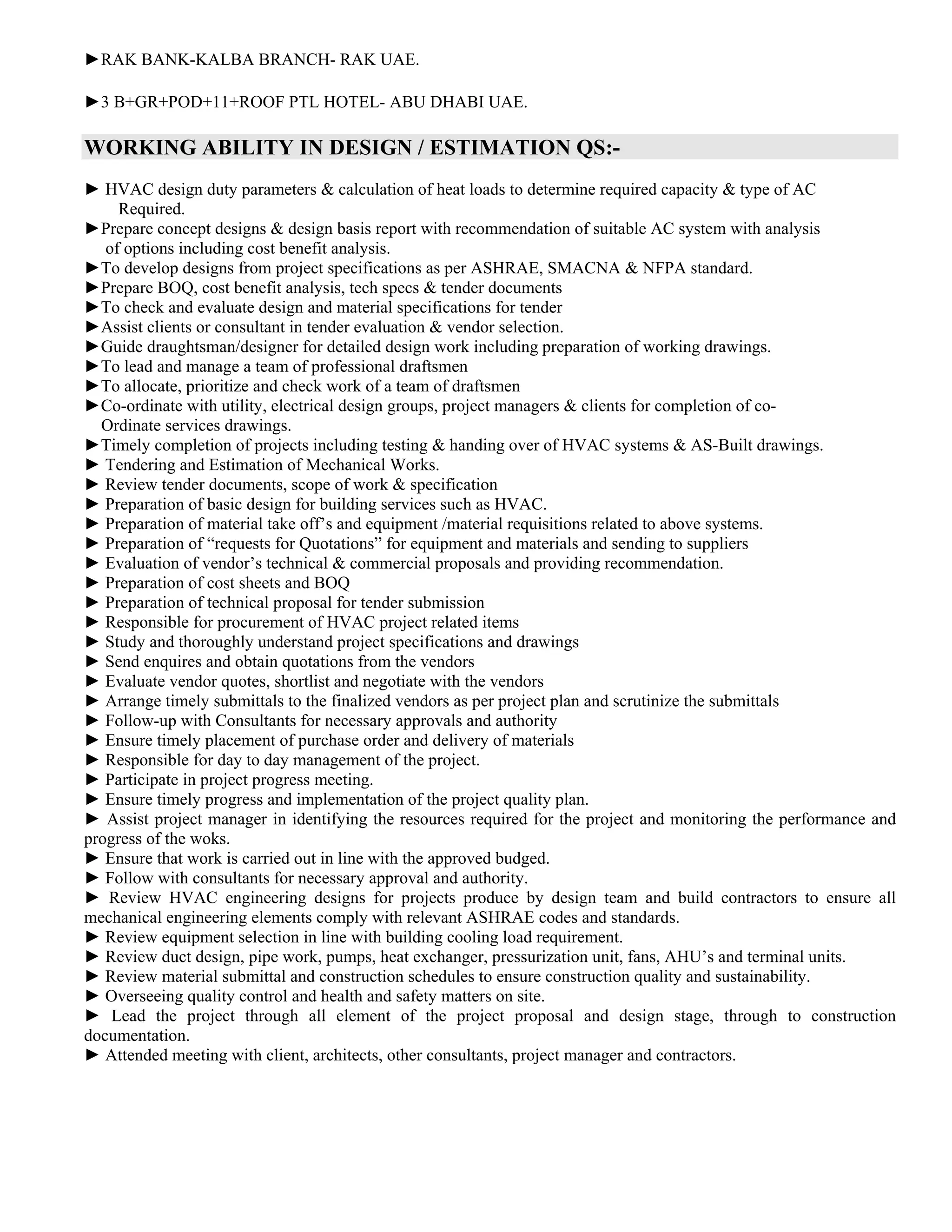 MEP Machanical Engineer (Design, Estimation, Execution, Cad-Revit) | PDF