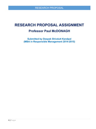 Research Proposal Assignment-DeepakShivduttKANDPAL | PDF