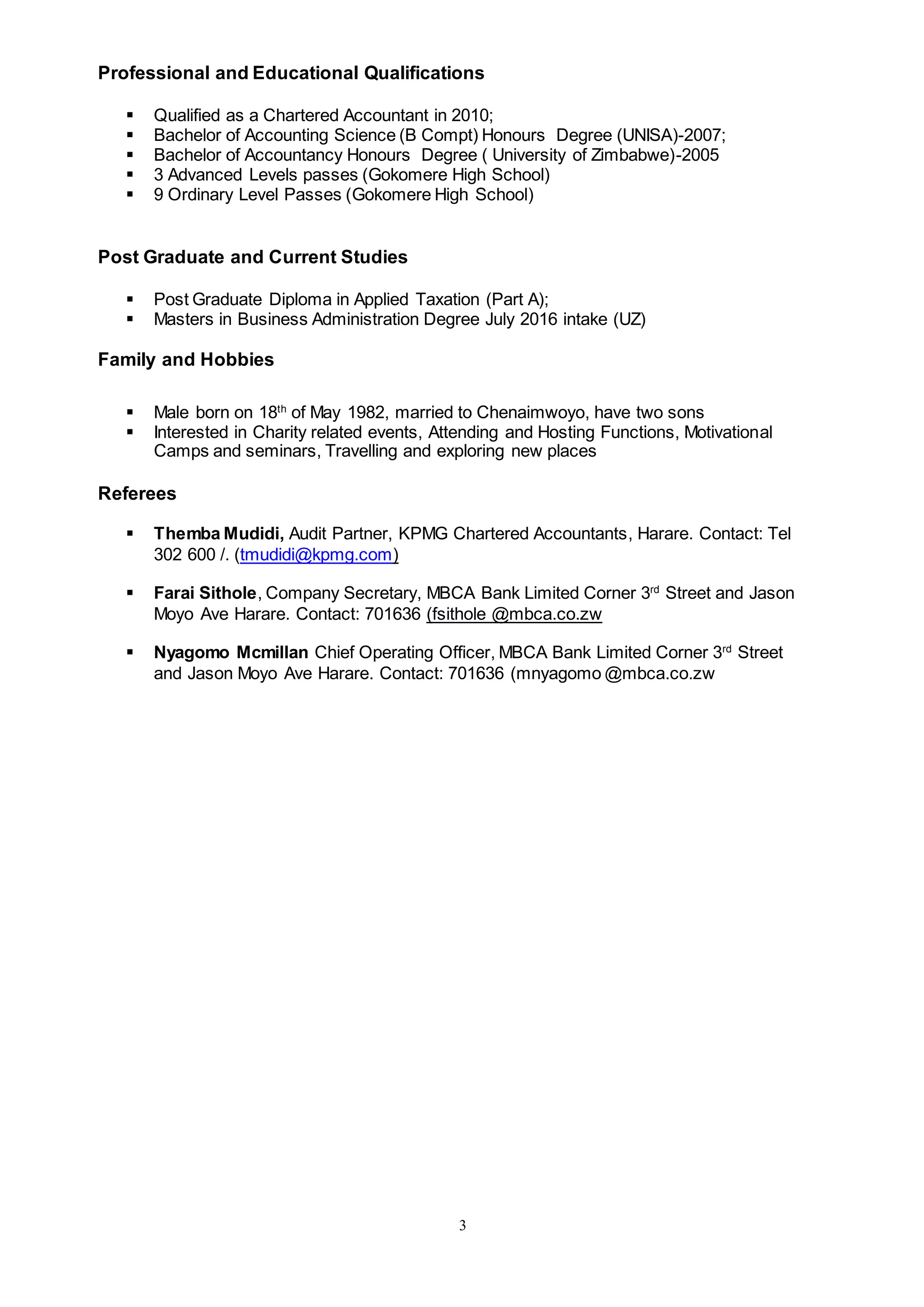 Tapiwa Mushure C.V. 030117 | DOCX